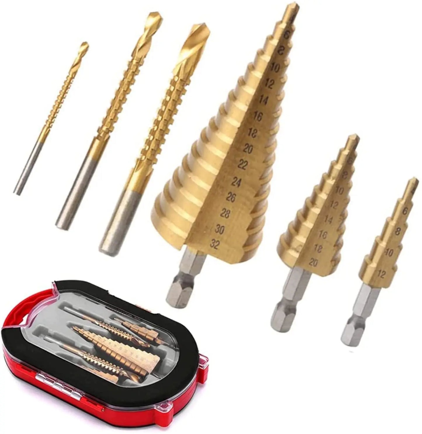 6Pcs Step Drill Bit Saw Drill Bit Set Titanium Milling Cutter 4-12 4-2 ...